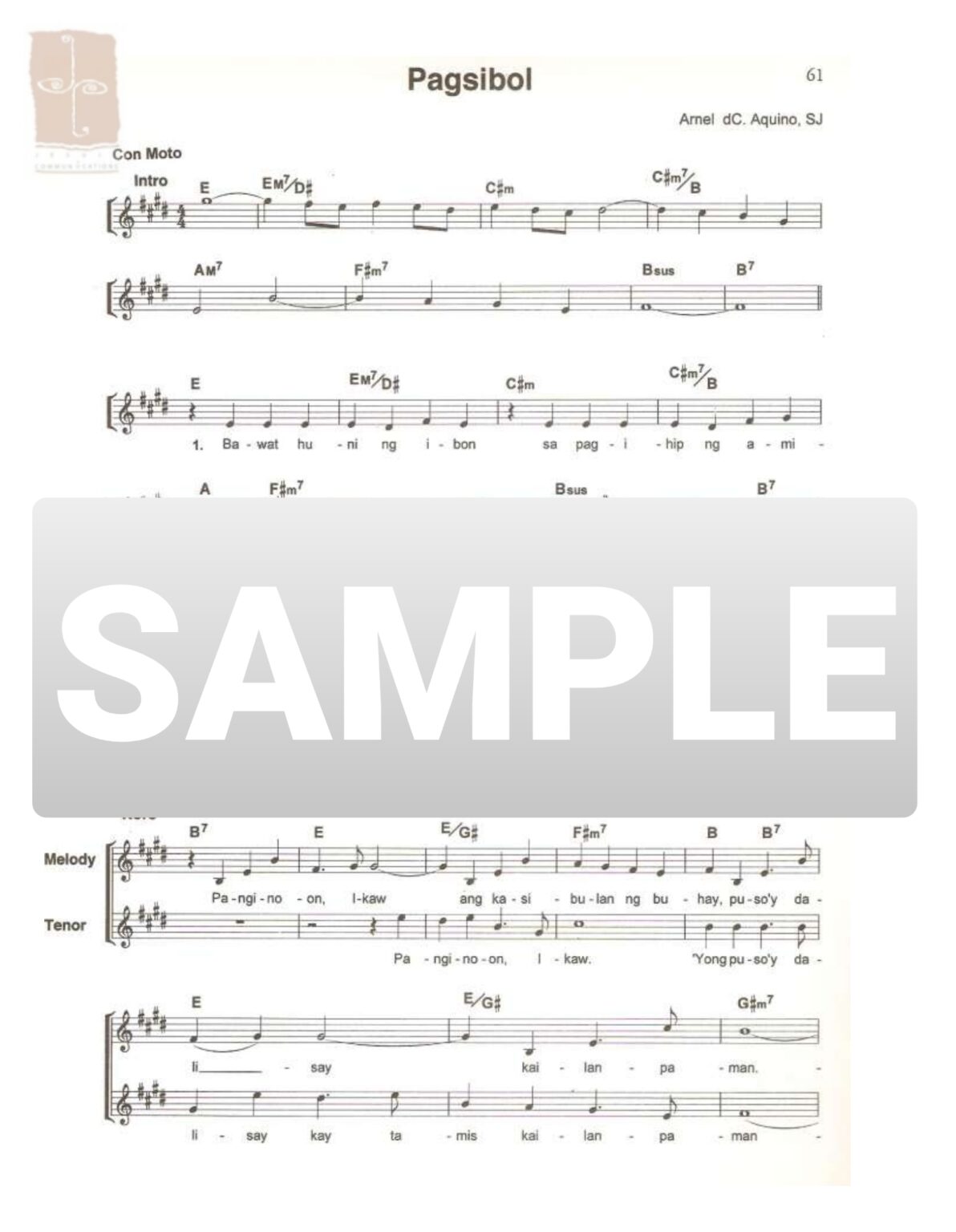 JesCom Philippines | Pagsibol – Music Sheet