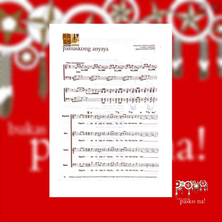 JesCom Philippines | PAMASKONG ANYAYA – Music Sheet