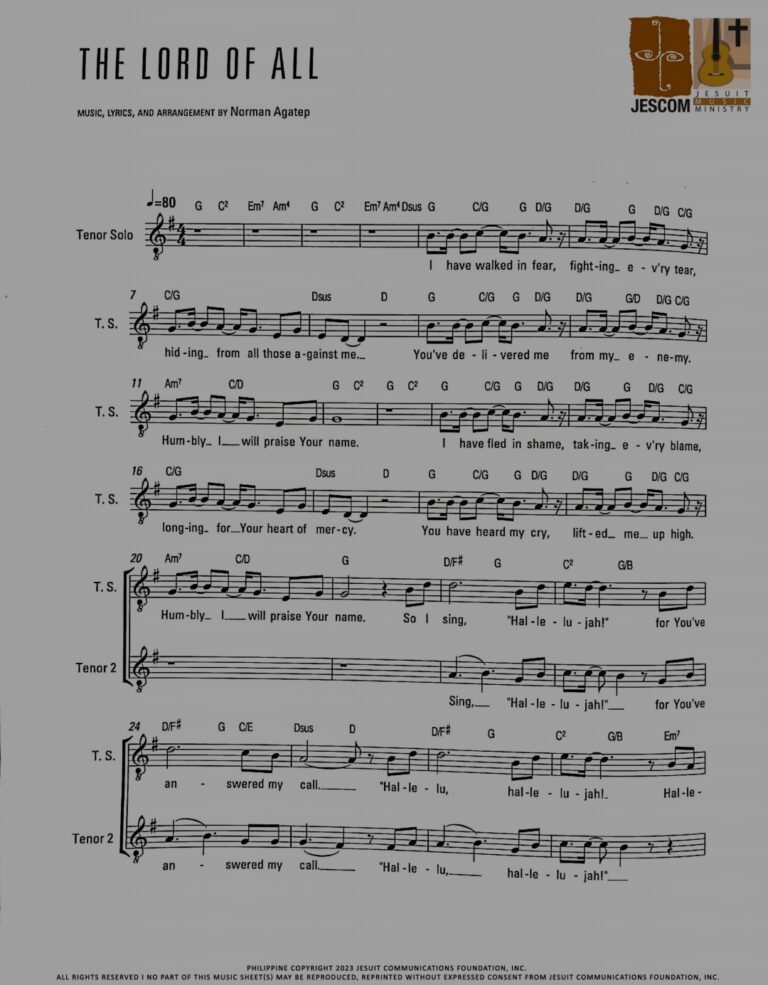 JesCom Philippines | THE LORD OF ALL – Music Sheet