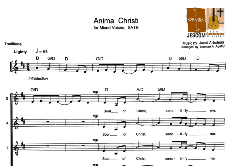 JesCom Philippines | ANIMA CHRISTI – Music Sheet