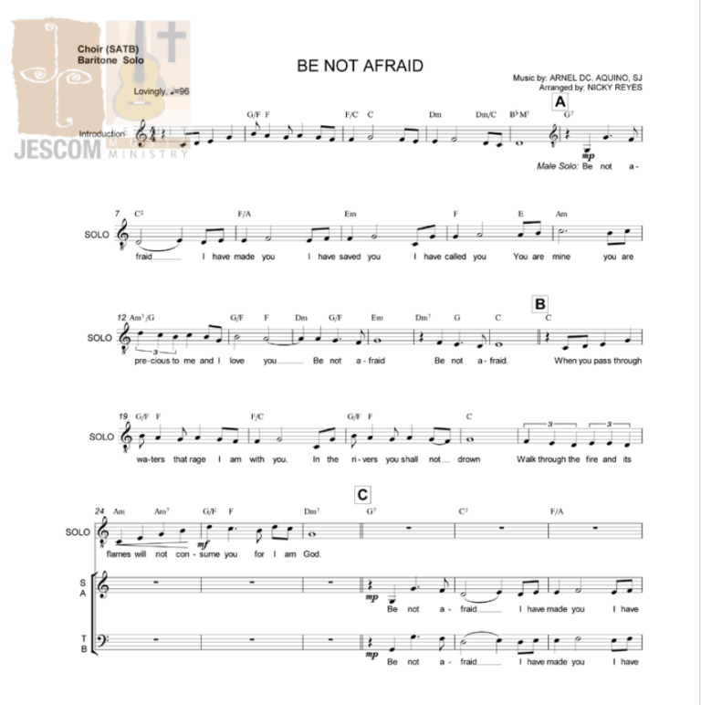 JesCom Philippines | BE NOT AFRAID – Music Sheet